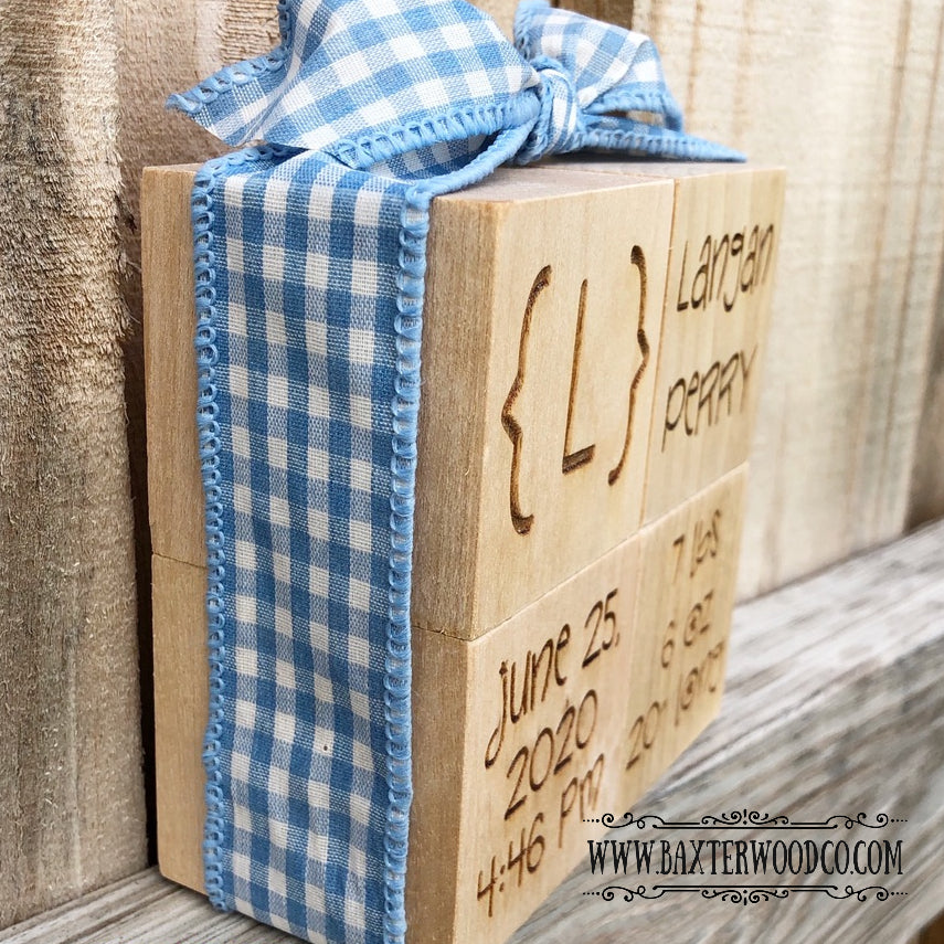 BABY KEEPSAKE BLOCK SET ENGRAVED PERSONALIZED/CUSTOM MADE – Baxterwood & Co